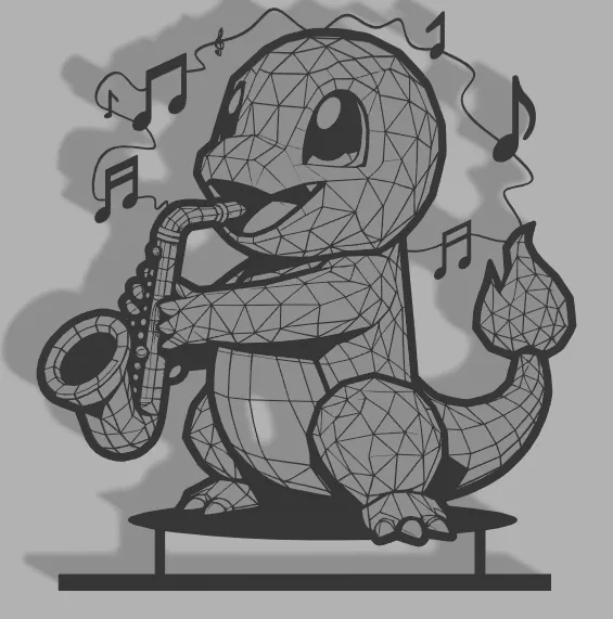 Geometric Low Poly Charmander play - Saxophone V.3 by 3DPrintWolf ...