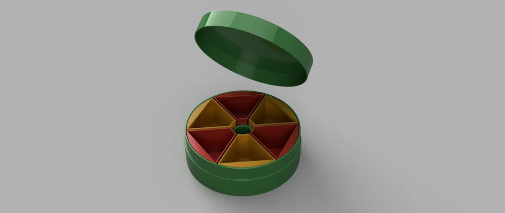 Round box with lid and six containers - Free 3D Print Model - MakerWorld