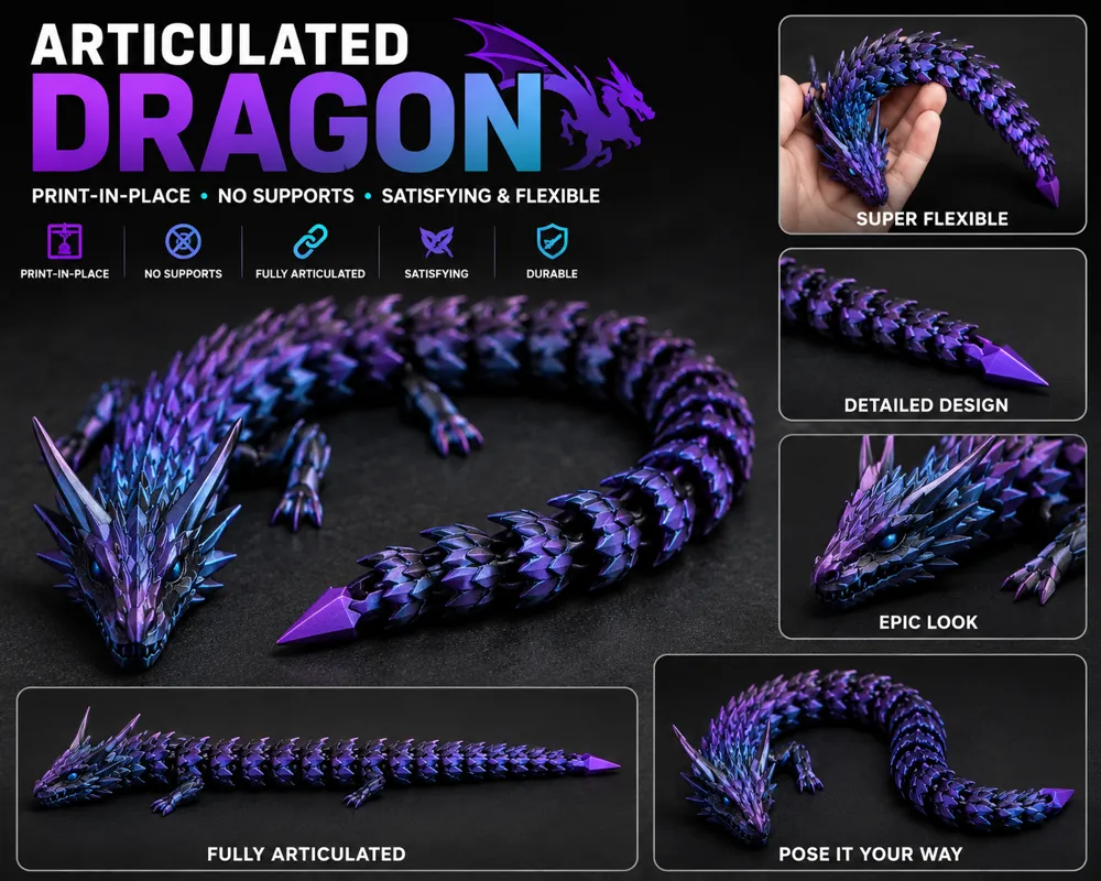 Articulated Crystal Dragon - Free 3D Print Model - MakerWorld
