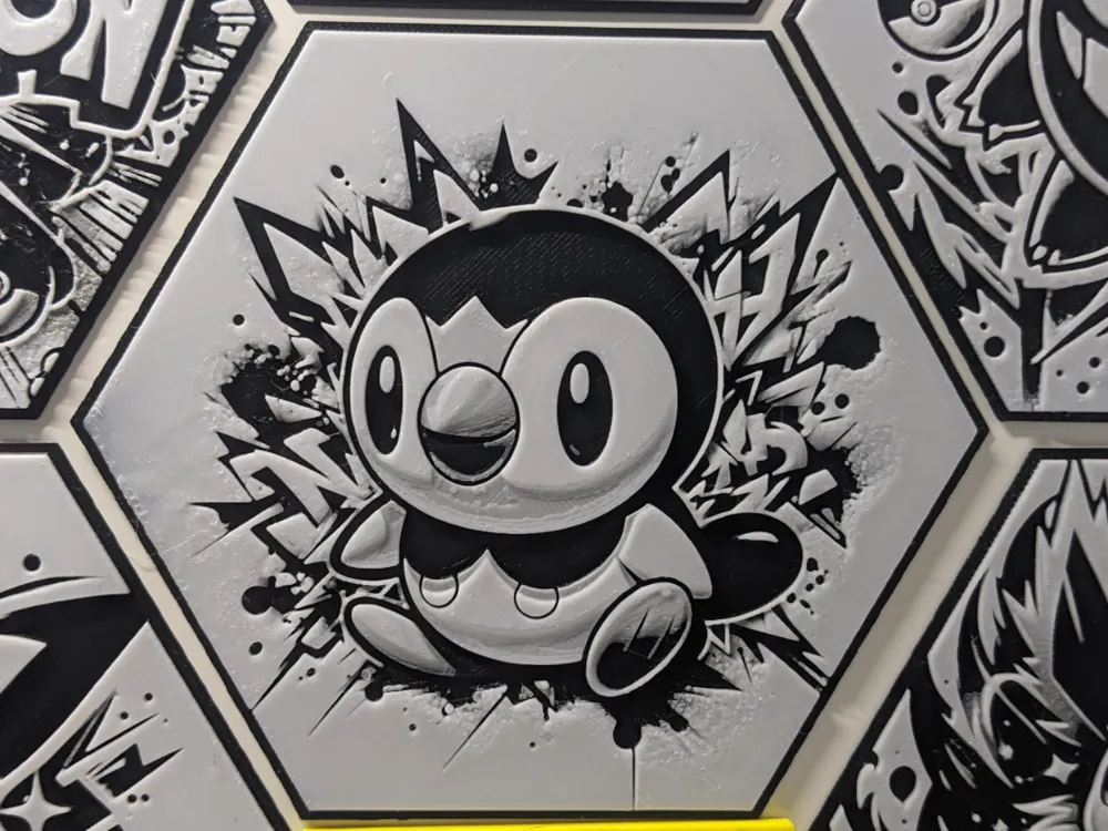 Pokemon Piplup Hueforge Hex Hexagon by Sebastien - MakerWorld