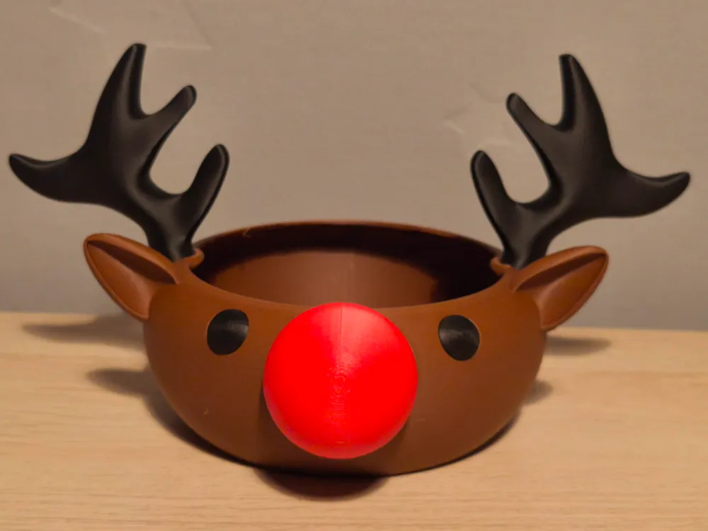 Rudolf’s Treat Bowl – 3D Printed Holiday Holder - Free 3D Print Model ...
