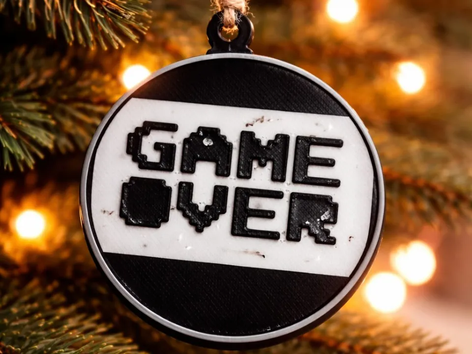 Game Over Pixel Art – Gamer Christmas Ornament - Free 3D Print Model ...