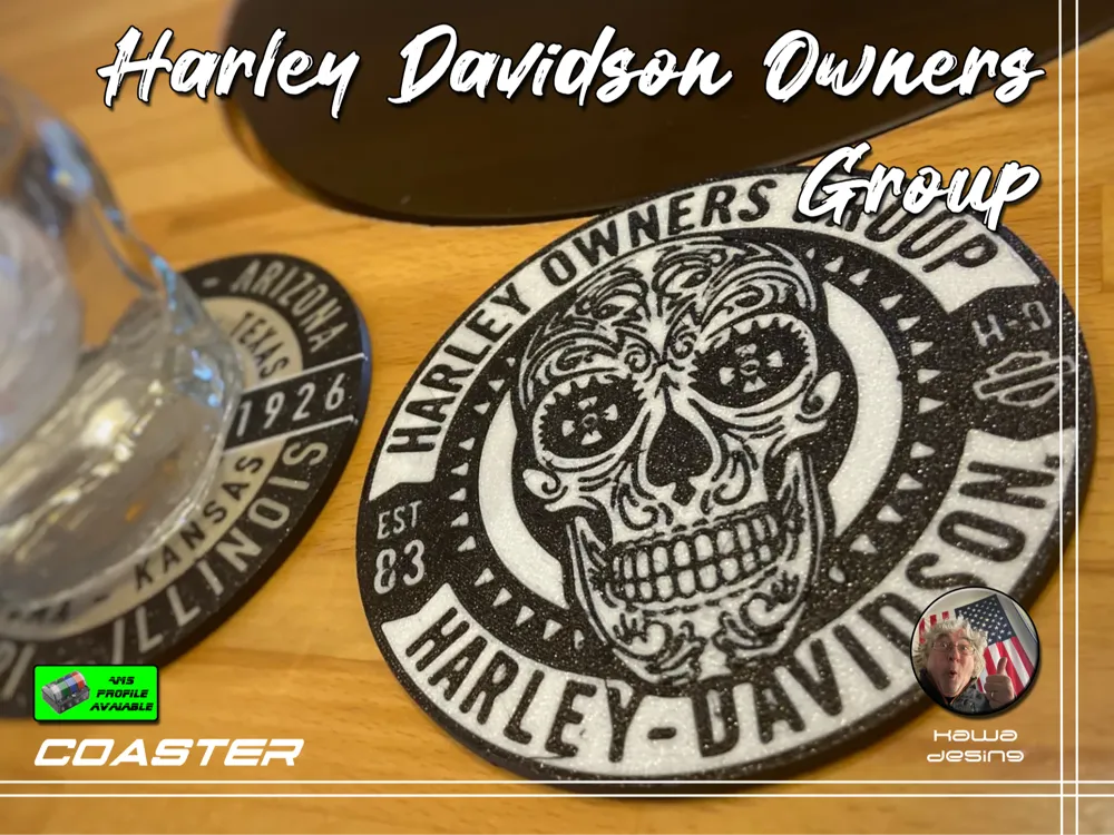 Harley Davidson Owners Group Coaster by Kawa - MakerWorld