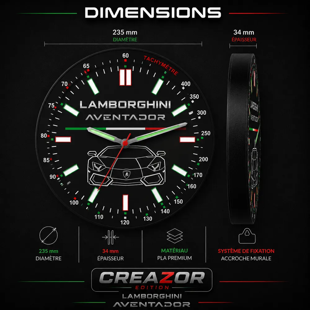 Modular Wall Clock – Lamborghini Aventador - Free 3D Print Model ...