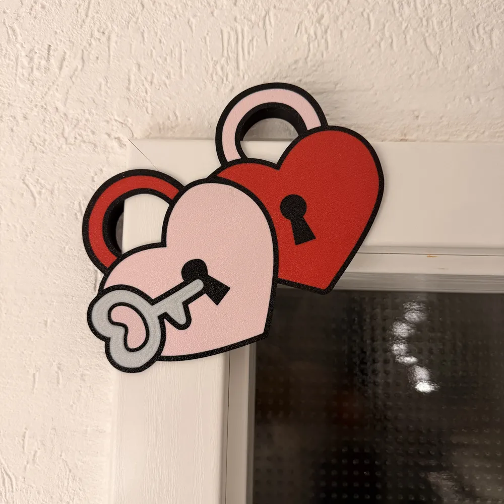 Valentine's Day – Two Heart Locks with Key - Free 3D Print Model ...