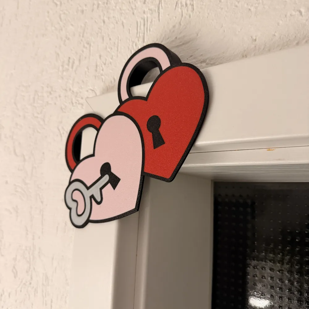 Valentine's Day – Two Heart Locks with Key - Free 3D Print Model ...