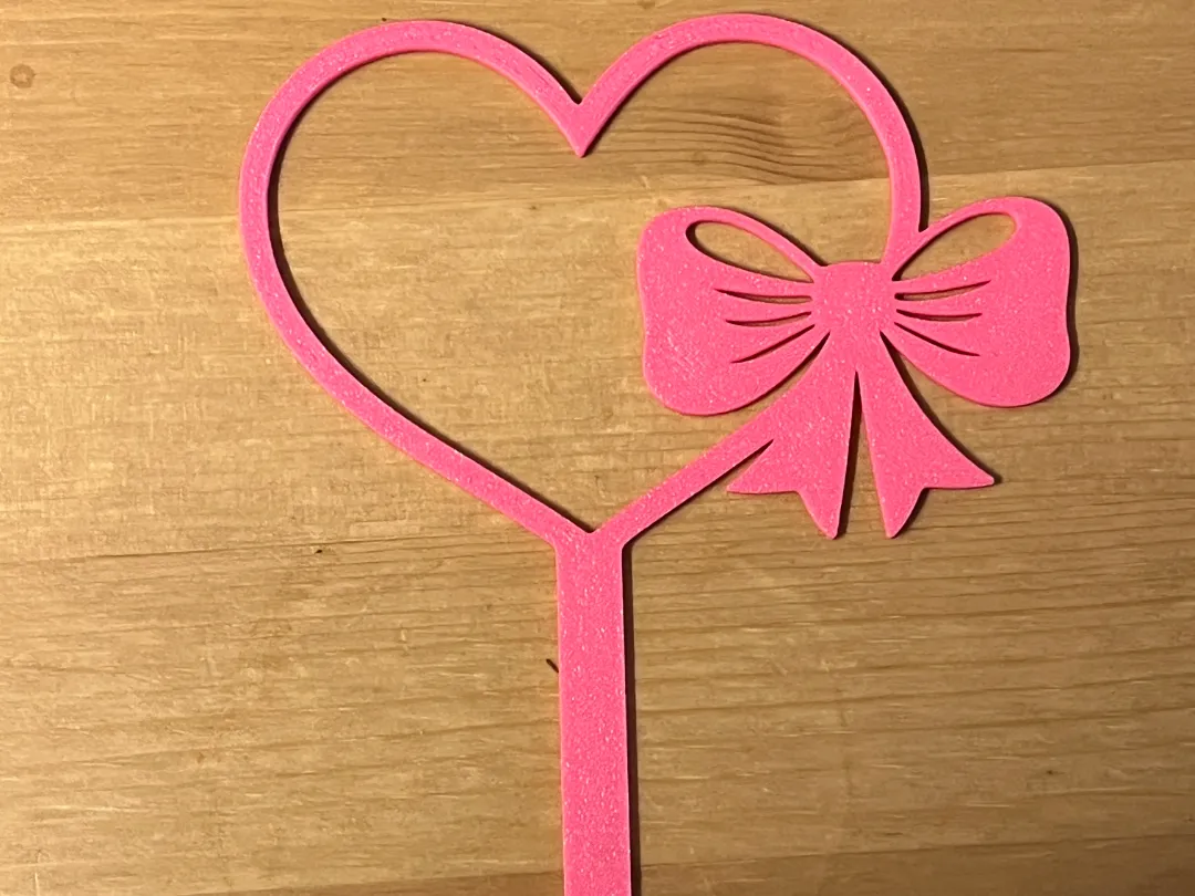 heart and bow cake topper - Free 3D Print Model - MakerWorld