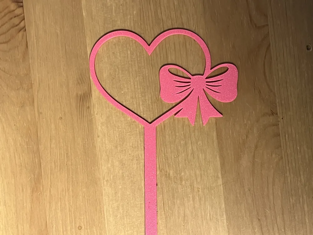 heart and bow cake topper - Free 3D Print Model - MakerWorld