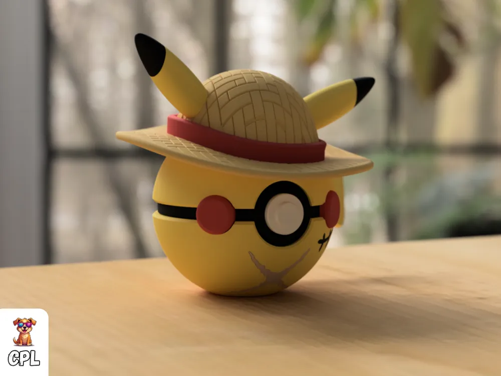 #025 - Pikachu Monkey D. Luffy Pokeball by Chris's Print Lab MakerWorld ...