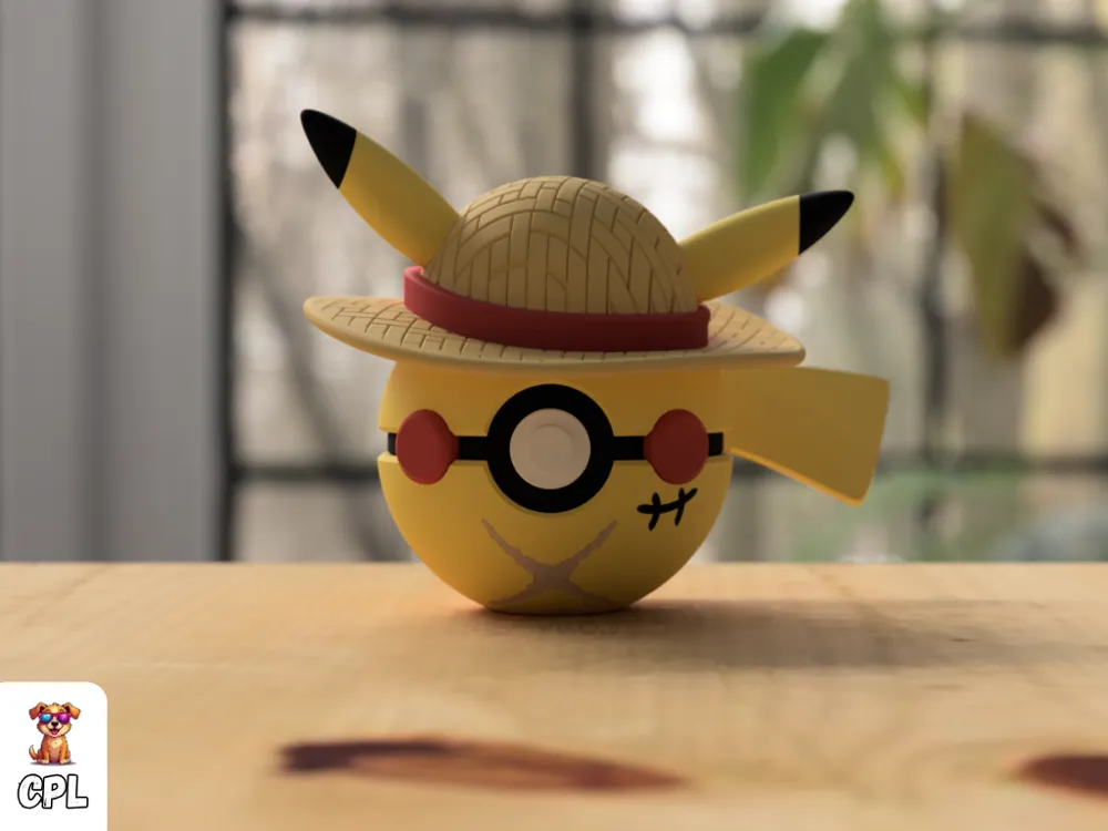 #025 - Pikachu Monkey D. Luffy Pokéball - Modelo de impresión 3D ...