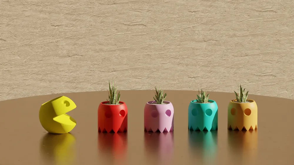 Pacman and Ghosts - Pot Plant Remixed by calebtimoteo - MakerWorld