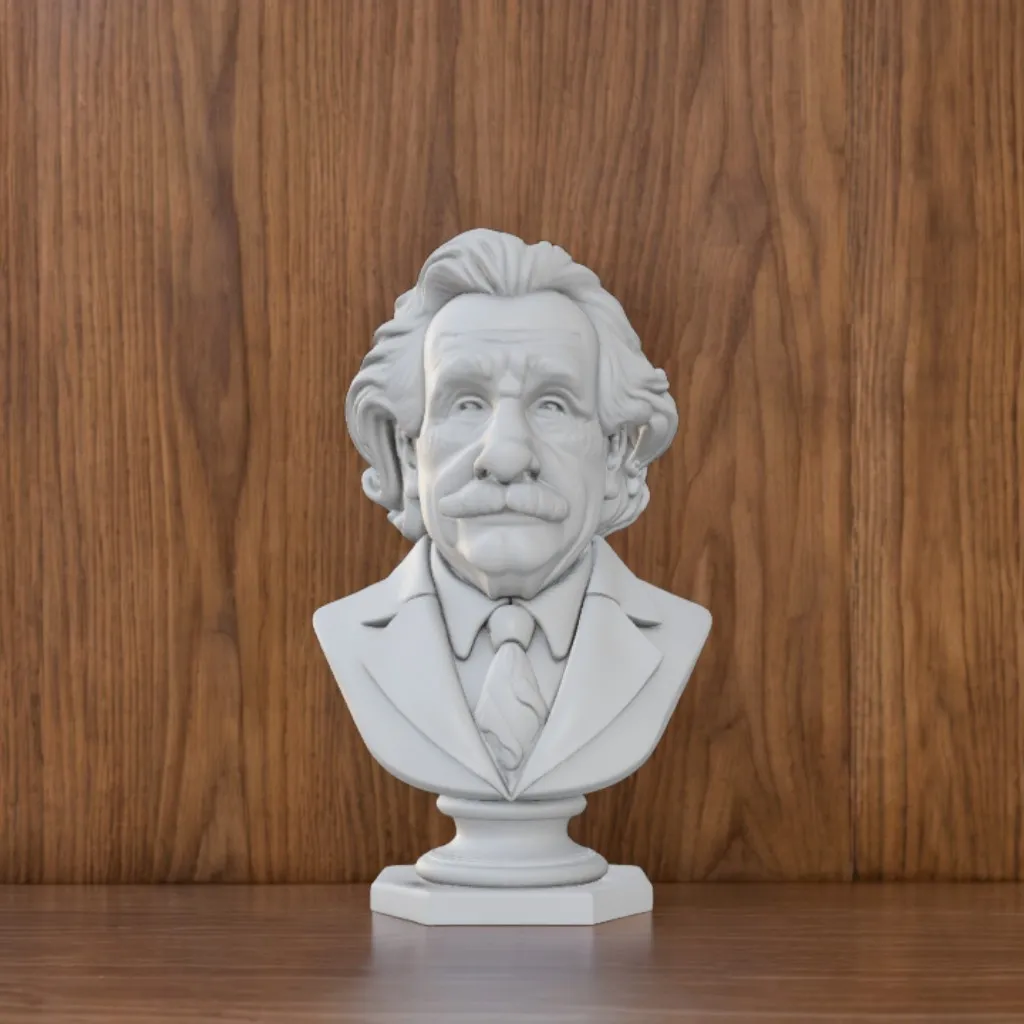Albert Einstein Sculpture - Free 3D Print Model - MakerWorld