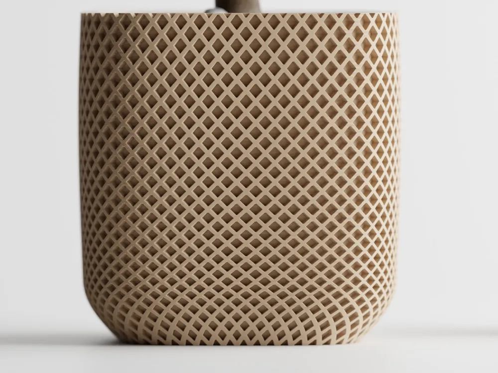 Plant Pot double Rib rounded cube by HpInvent - MakerWorld