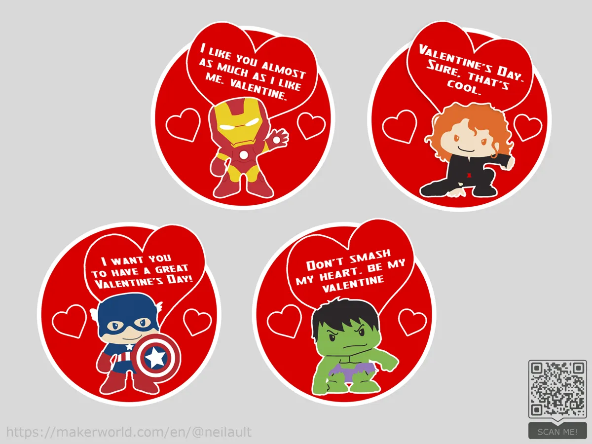 Marvel Valentines Coaster Set - Free 3D Print Model - MakerWorld