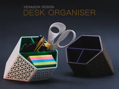 Hexagon Design Desk Organizer by KL Worx MakerWorld: Download Free 3D ...