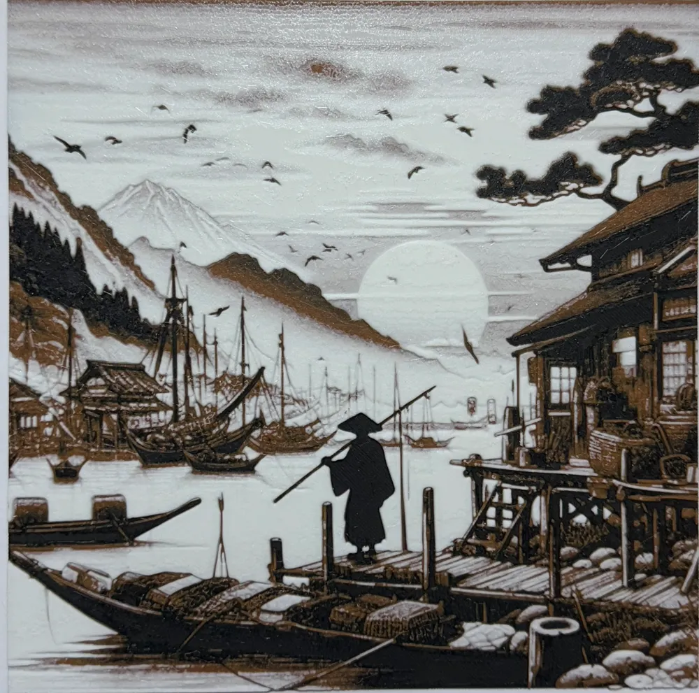 Japanese fishing village hueforge 200x200 by Mysstra hueforge 3Dart ...