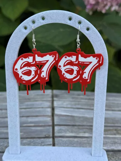 Graffiti/bloody style 67 earrings by A MakerWorld: Download Free 3D Models