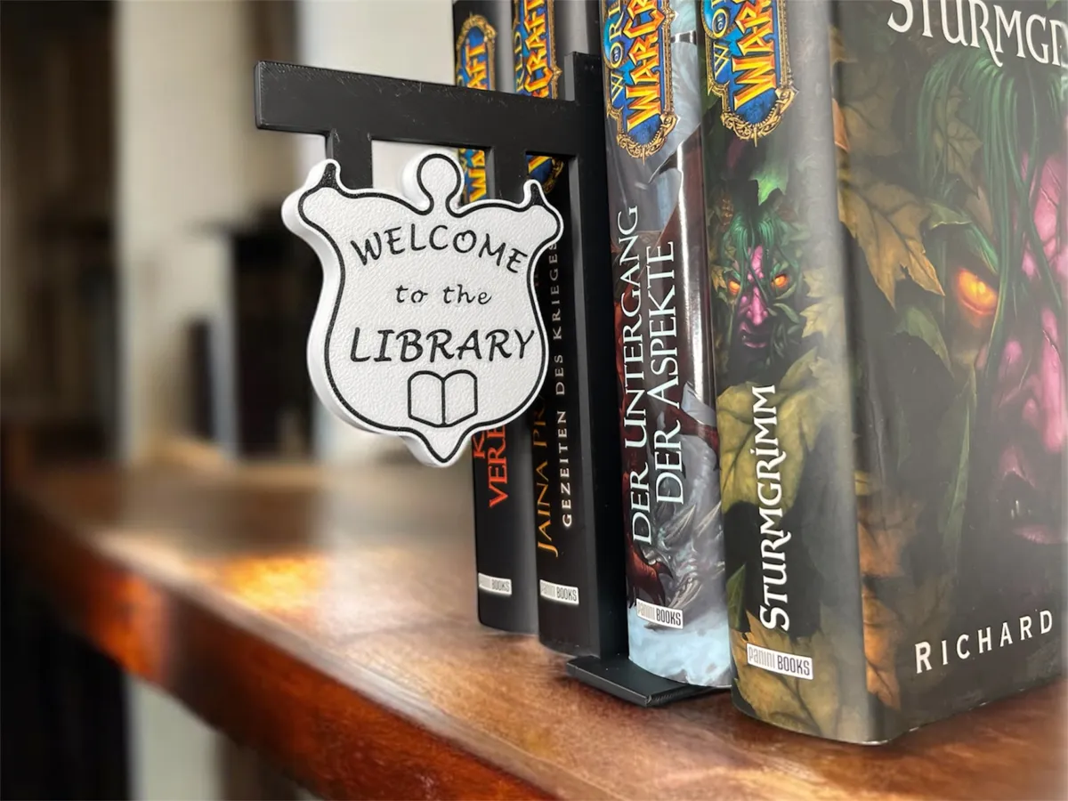 Welcome to the Library Schild Book Nook - Free 3D Print Model - MakerWorld