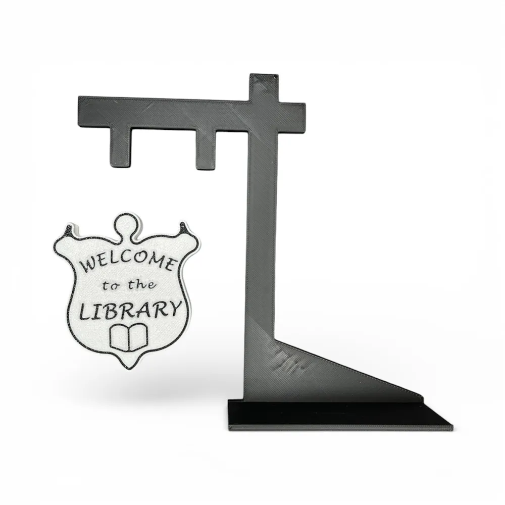 Welcome to the Library Schild Book Nook - Free 3D Print Model - MakerWorld
