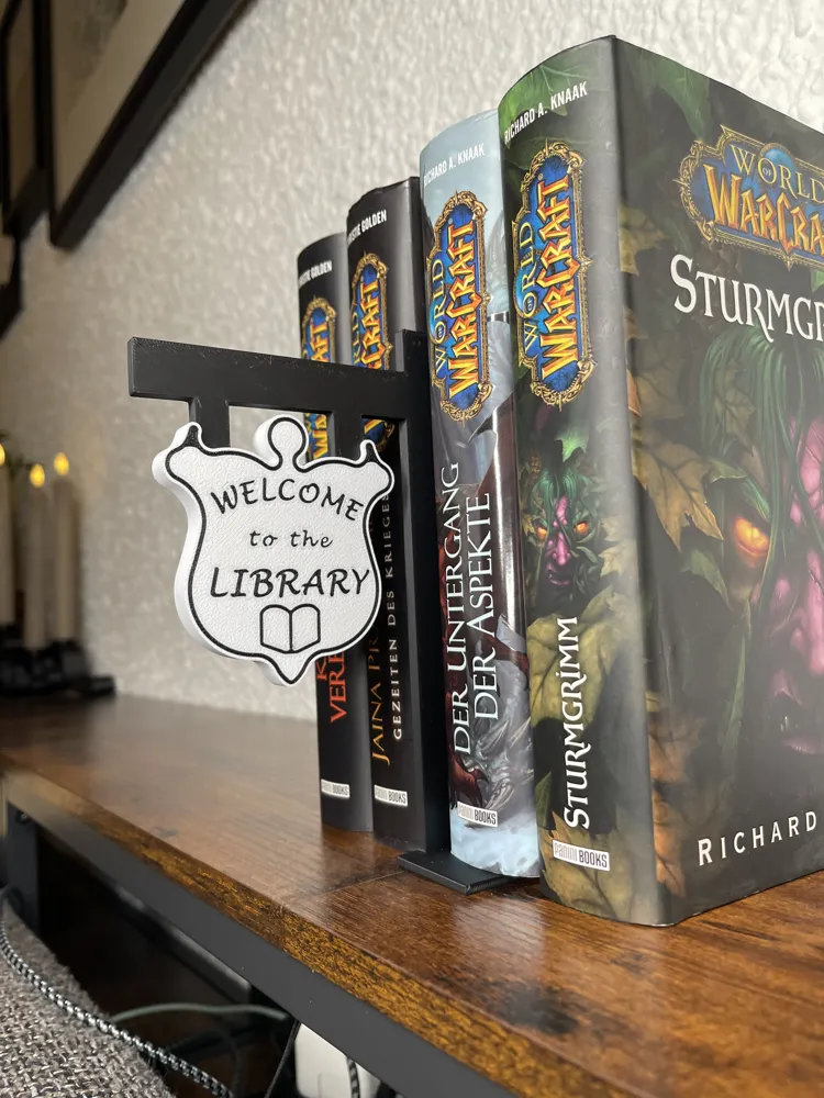Welcome to the Library Schild Book Nook - Free 3D Print Model - MakerWorld