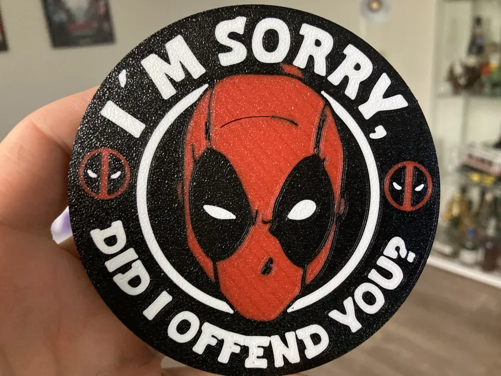 Deadpool sorry coaster by jakubhroch - MakerWorld