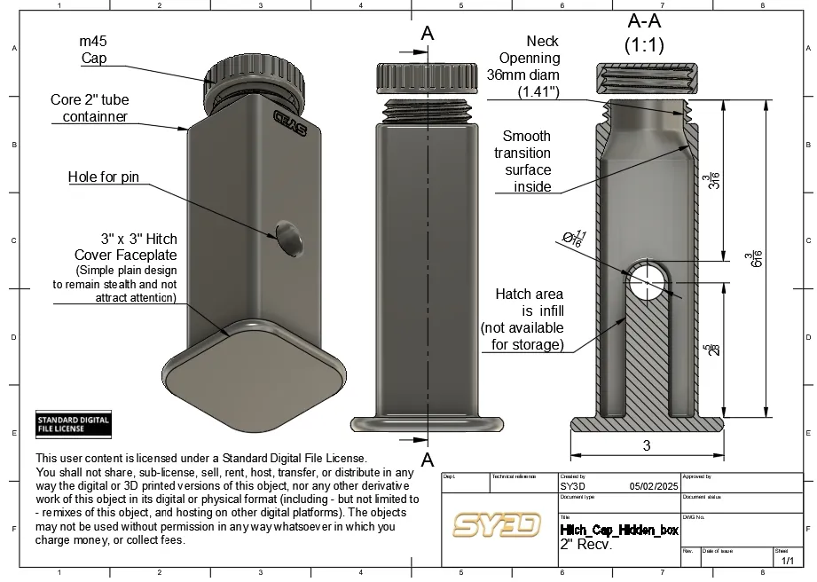 Stealth Hitch Cover Cap - Hidden Stash Box Storage by SY3D MakerWorld ...