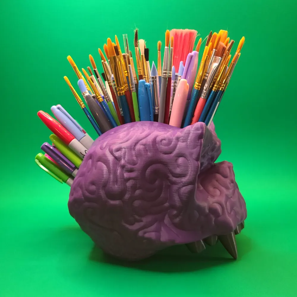 Skull mohawk brush holder - Free 3D Print Model - MakerWorld