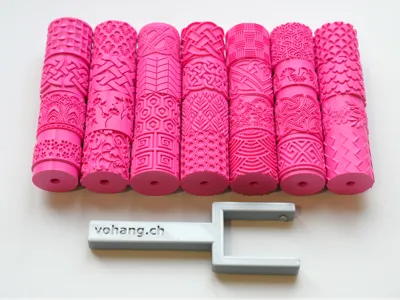 Pattern rollers for pottery including roller handle - Free 3D Print ...