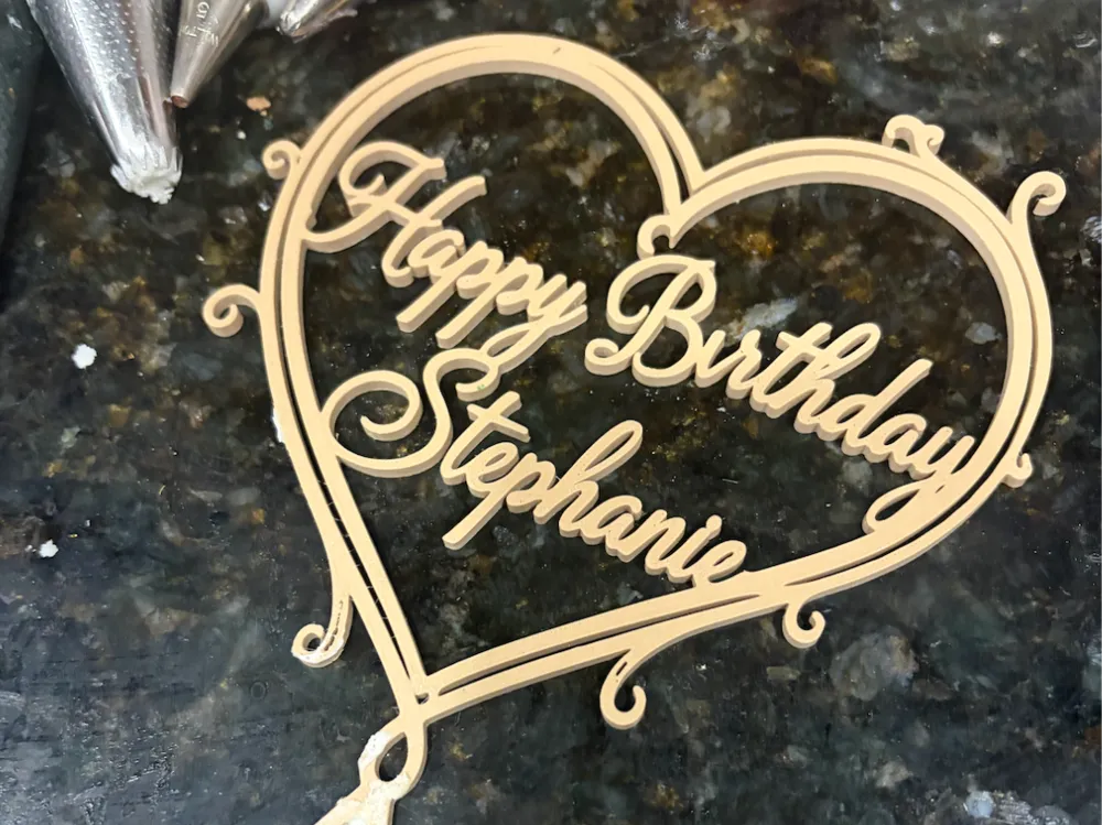 Stephanie's Birthday Cake Topper - Free 3D Print Model - MakerWorld
