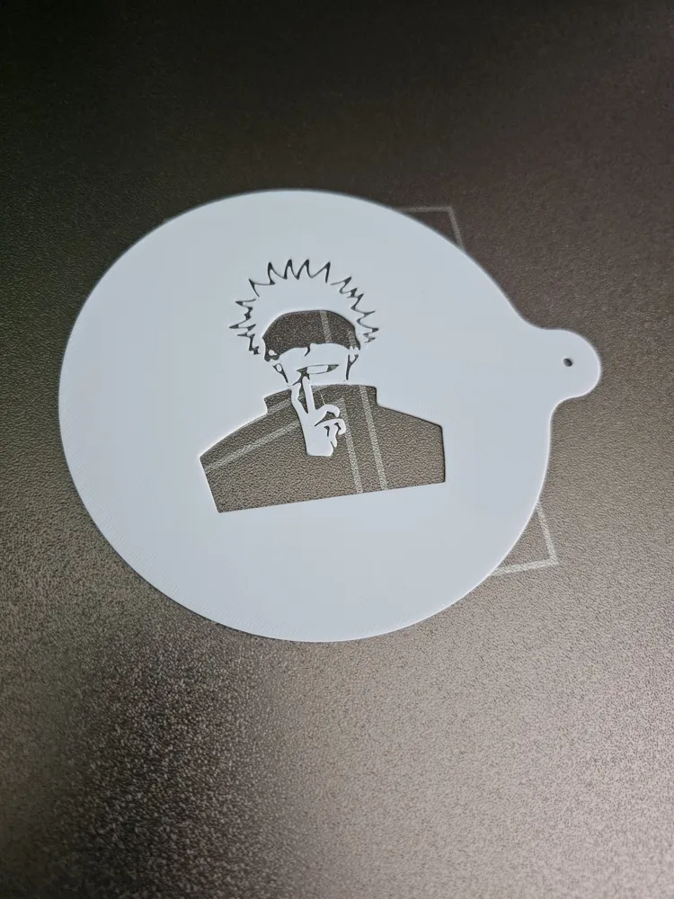 Perfect Satoru Gojo Latte Art Stencil - Free 3D Print Model - MakerWorld