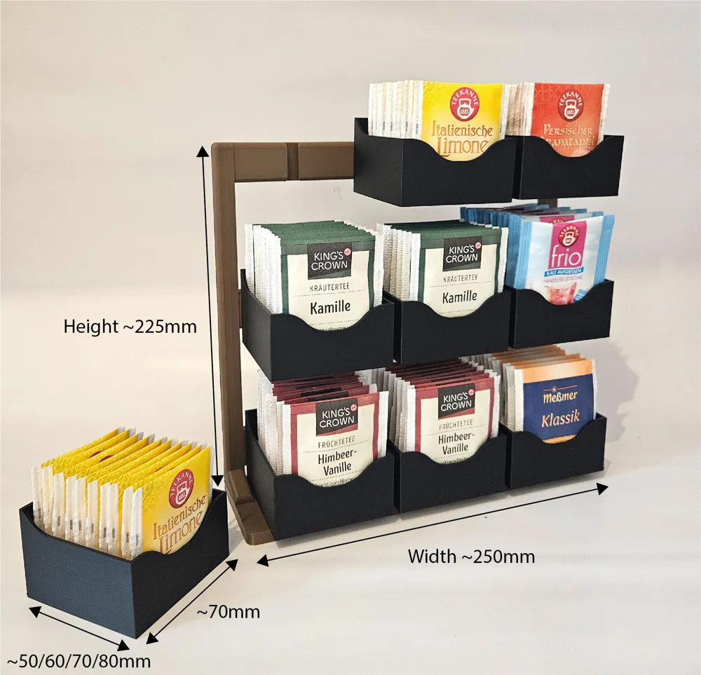 Tea Organizer, Tea Rack (no AMS, wall mountable) - Free 3D Print Model ...