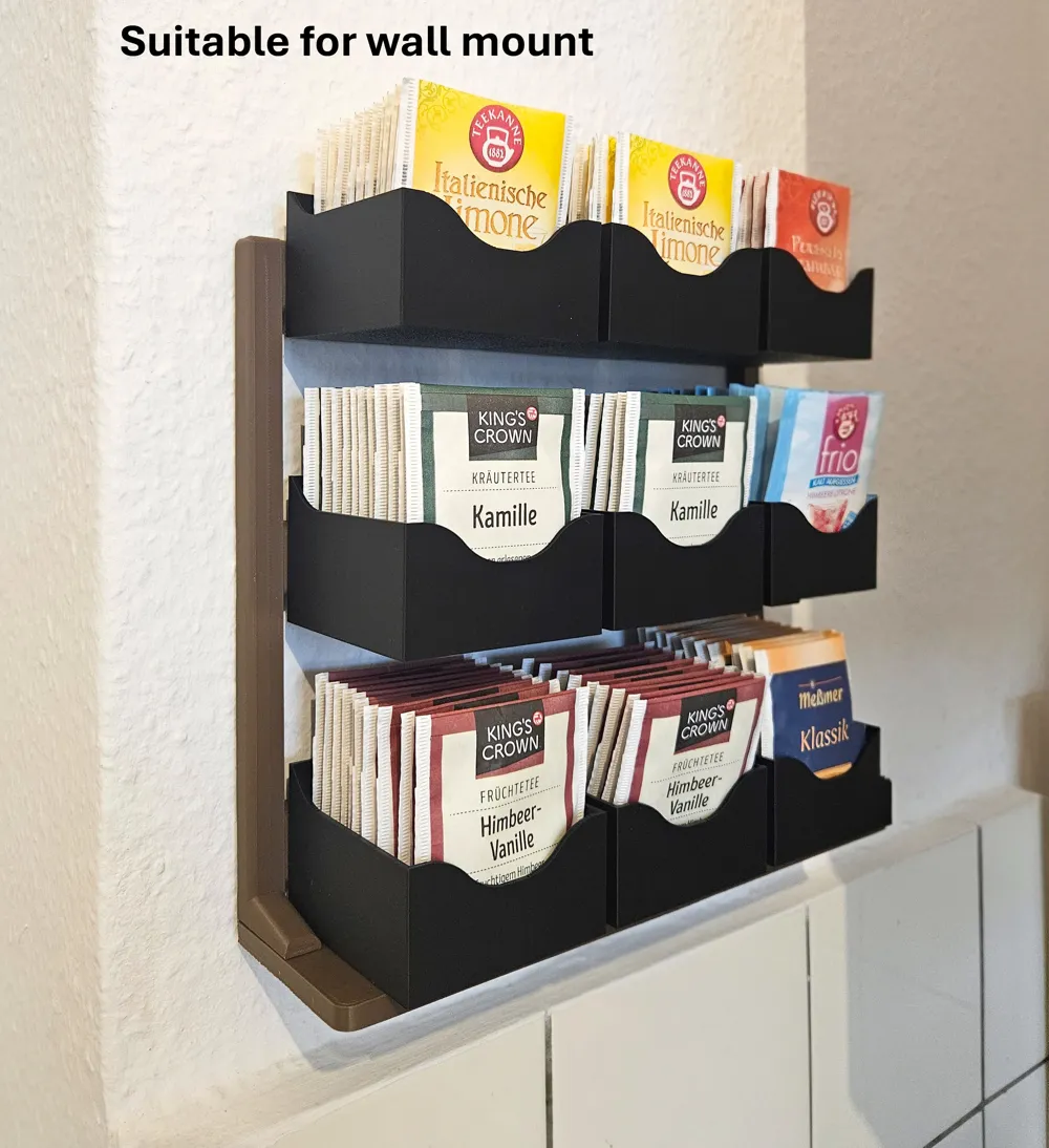 Tea Organizer, Tea Rack (no AMS, wall mountable) - Free 3D Print Model ...