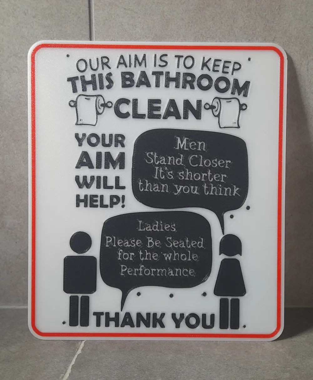 Our Aim Funny Toilet Sign by Peter Broeders - MakerWorld