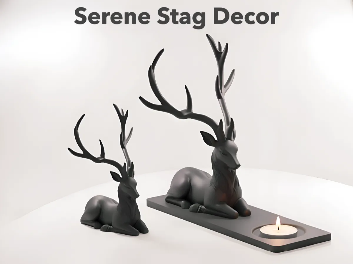 Serene Stag Collection - with Tealight Holder - Free 3D Print Model ...