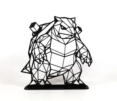 Geometric Low Poly Evil Blastoise Pokemon with display Plate by 3D ...