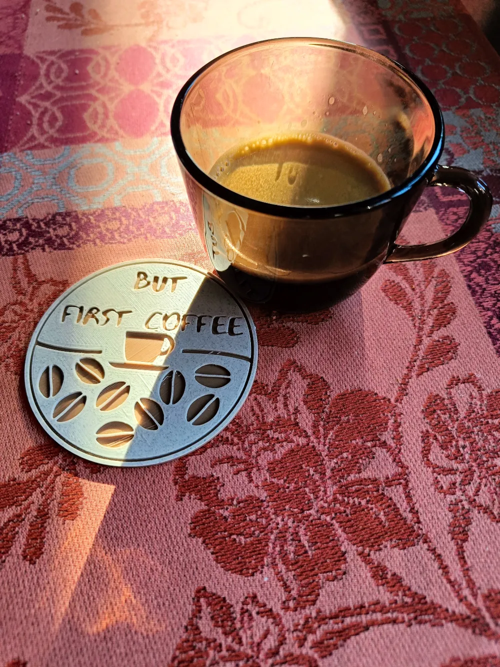 But first coffee - Coffee coaster by HristoP - MakerWorld