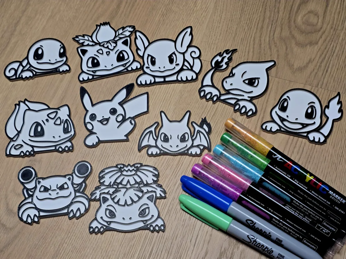 Pokemon Gen 1 Friends Coloring Pack - Free 3D Print Model - MakerWorld