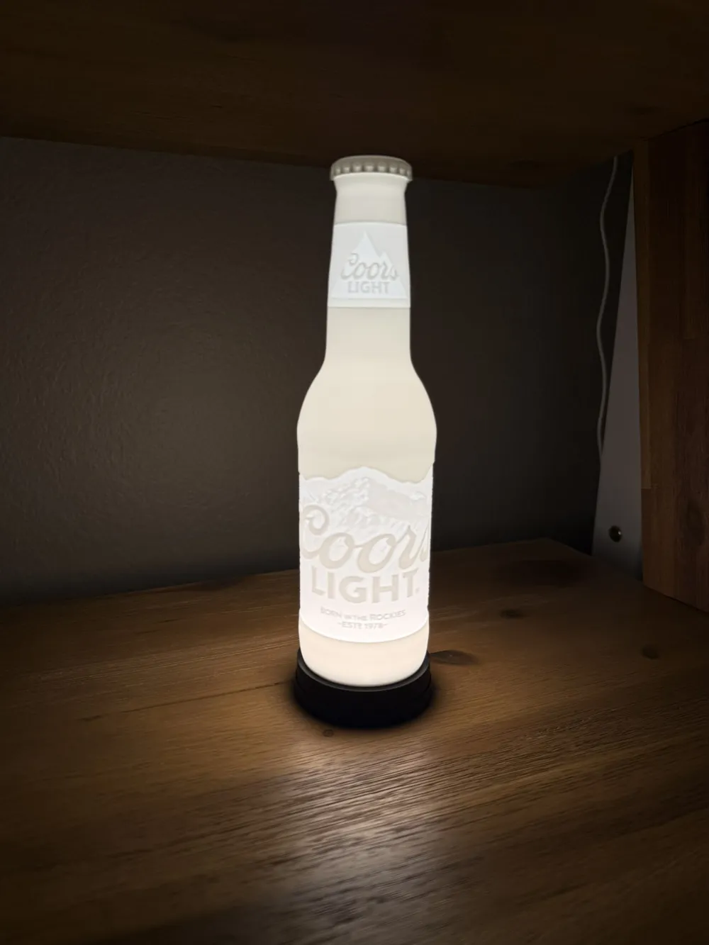 Coors Light Lighted Bottle (w/ bottle cap & stand) - Free 3D Print ...