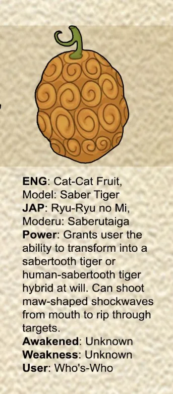 Cat-Cat Devil Fruit - Saber Tiger - Free 3D Print Model - MakerWorld