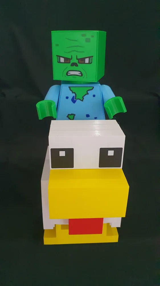 Mega Brick 1000% (10:1) - Minecraft Chicken Jockey by DM_Aus MakerWorld: Download Free 3D Models