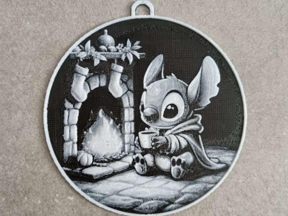 Stitch fireplace Christmas Ornament by nachovilly - MakerWorld