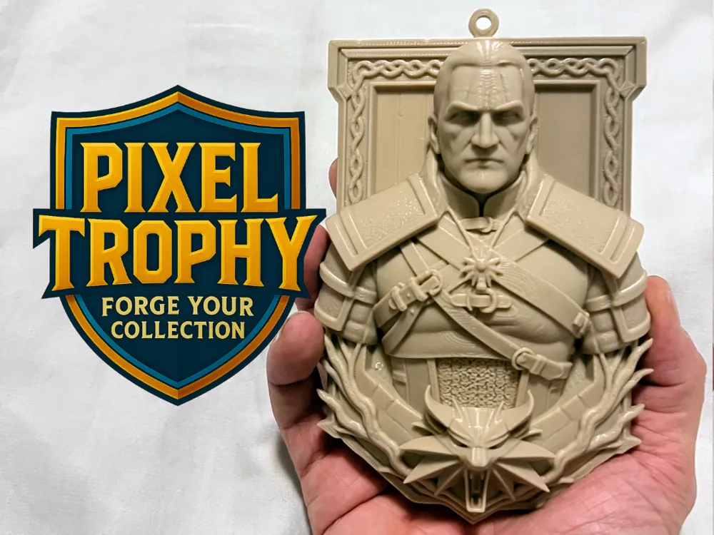 Pixel Trophy – Geralt of Rivia (The Witcher 3) - Free 3D Print Model ...