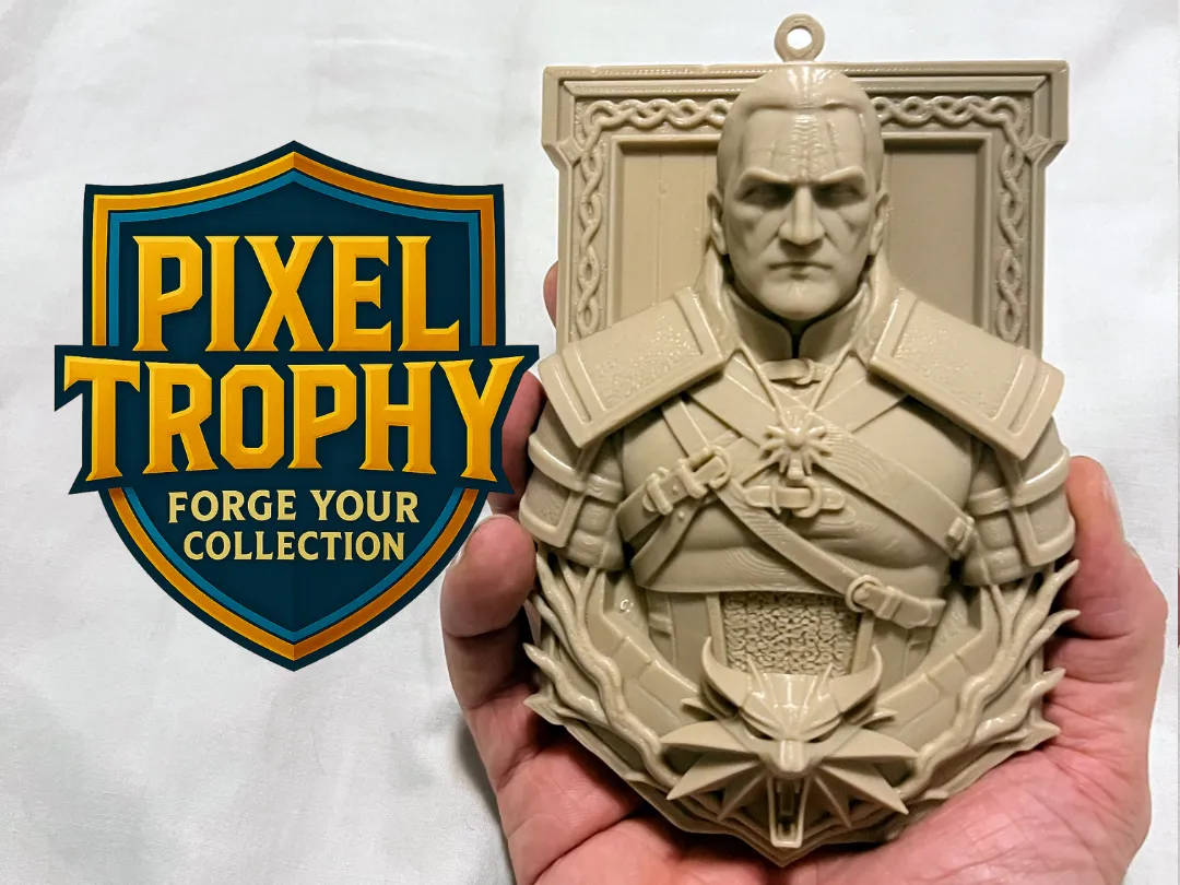 Pixel Trophy – Geralt of Rivia (The Witcher 3) - Free 3D Print Model ...