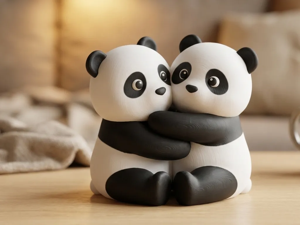 Panda Love – Hugging Panda Couple - Free 3D Print Model - MakerWorld