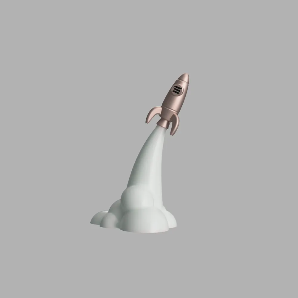 Solana crypto rocket + smoke trail - cartoon style by Boonkboy - MakerWorld