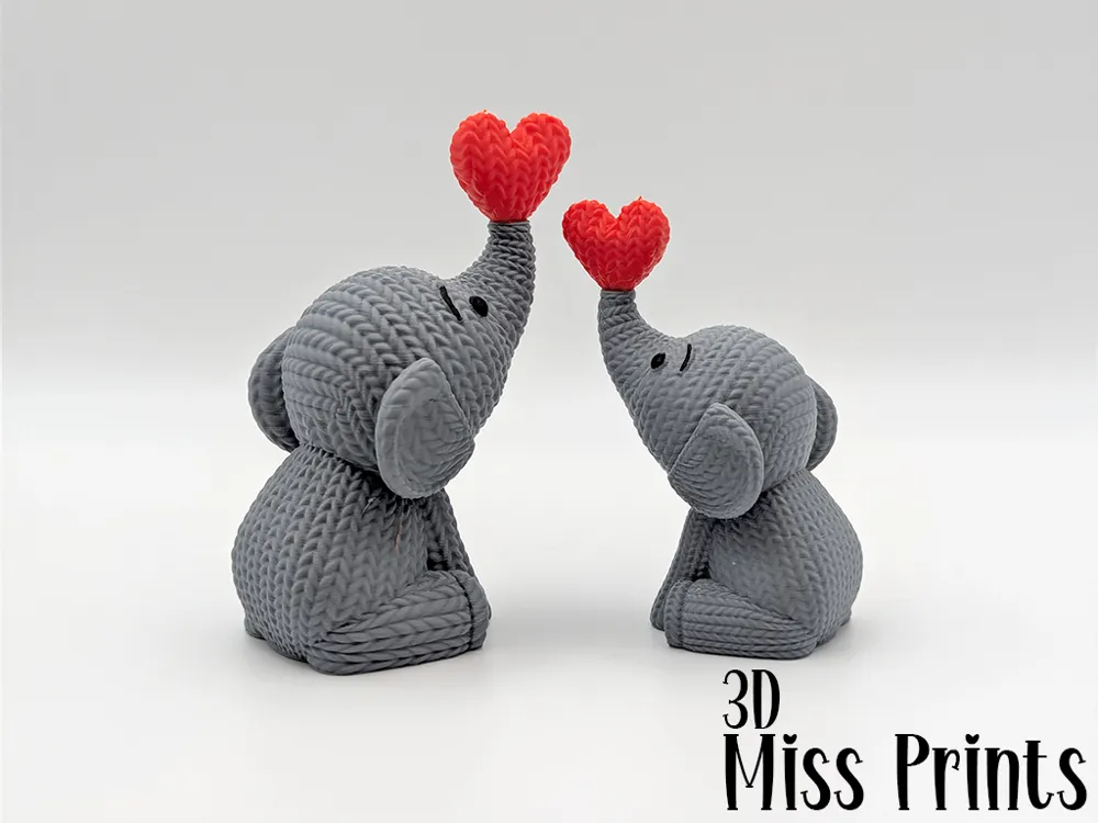 Gestrickter Elefant bläst Herz von 3dMissPrints - MakerWorld