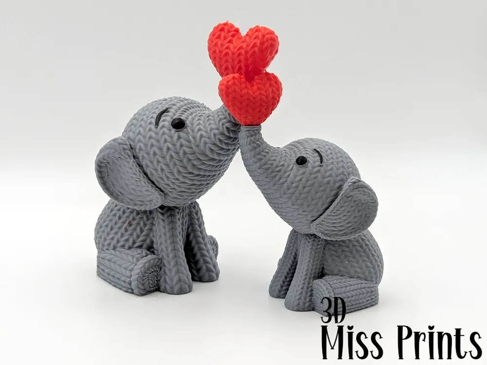 Knitted Elephant Blowing Heart by 3dMissPrints - MakerWorld