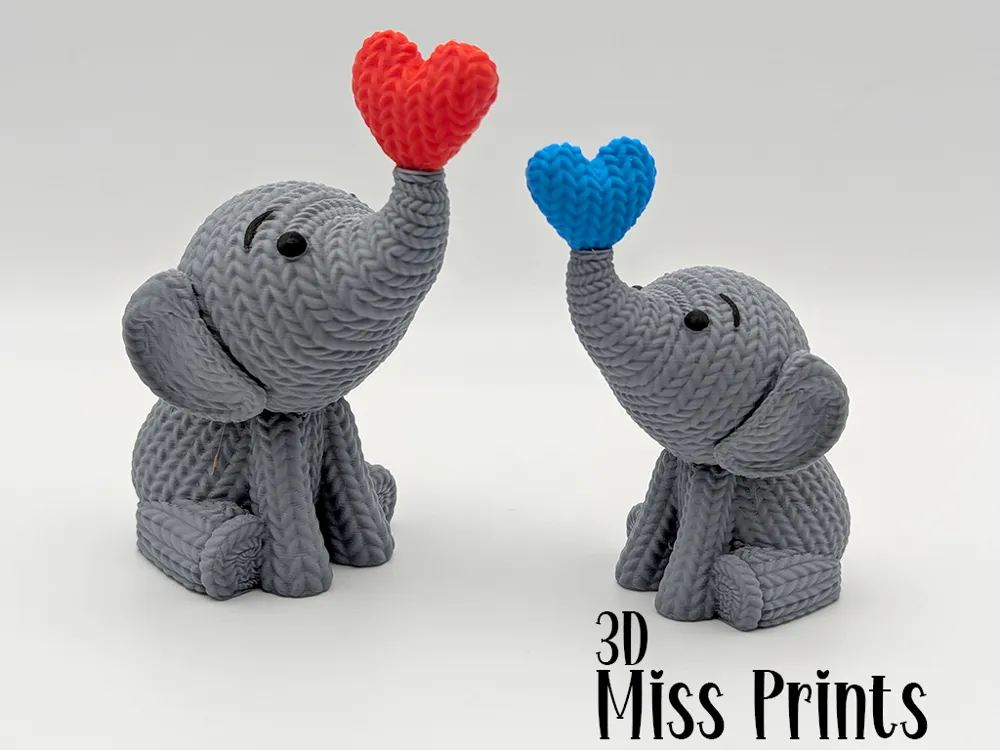 Knitted Elephant Blowing Heart by 3dMissPrints - MakerWorld