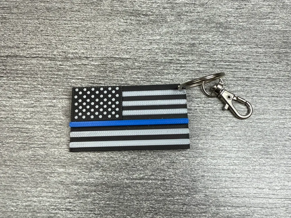 Police Blue Line Flag Keychain by Black-Canyon-3D MakerWorld: Download ...