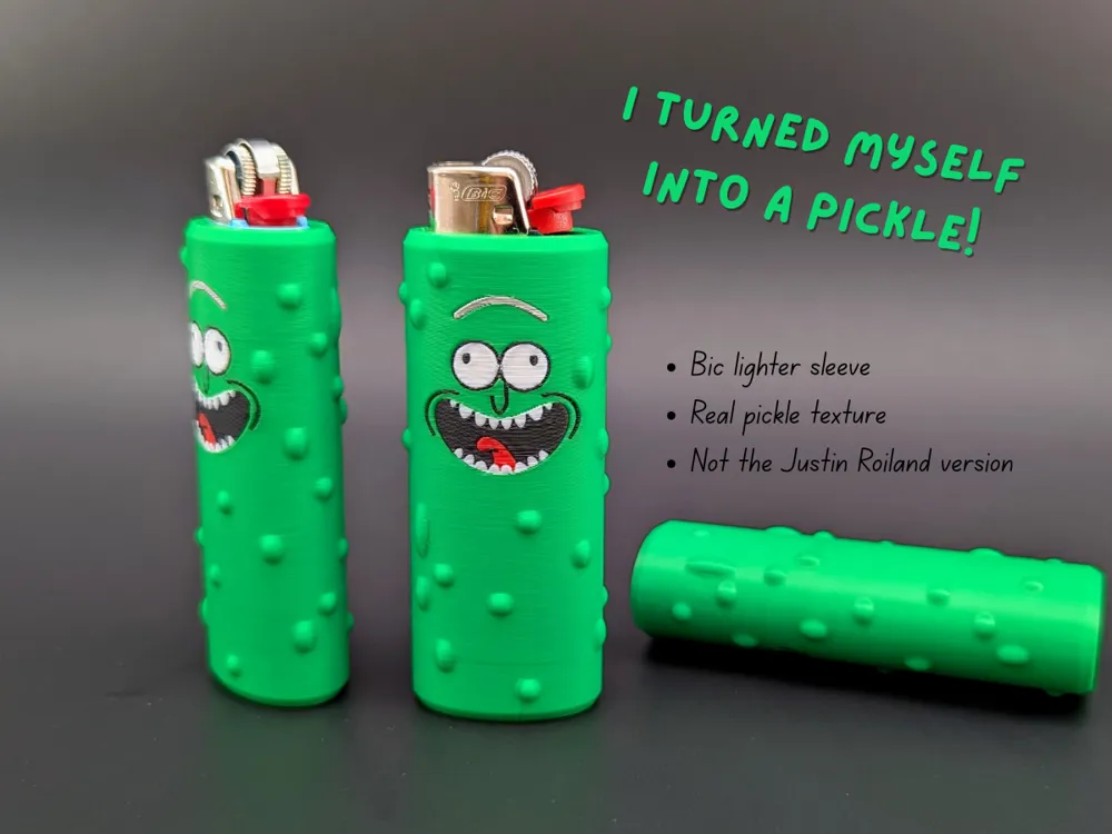 Pickle Rick Bic Lighter Sleeve - Free 3D Print Model - MakerWorld